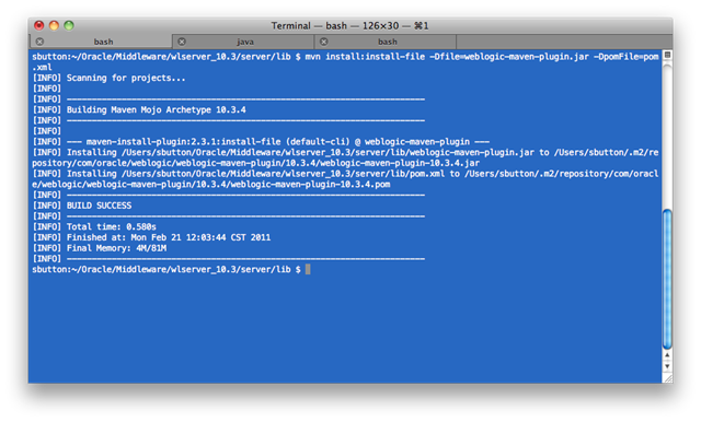 The Buttso Blathers: Using Secure Config Files with the WebLogic Maven Plugin
